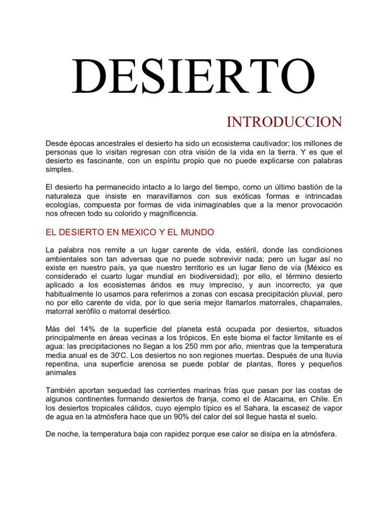 Ecosistema del Desierto: Resumen y Factores | PDF | Desierto | Conservación