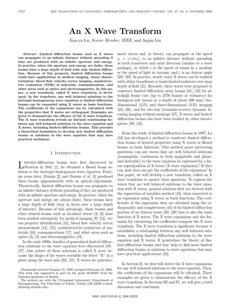 An_X_wave_transform | PDF | Waves | Diffraction