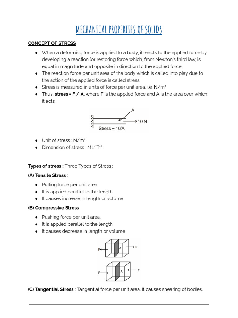 Solid Mechanics | PDF | Stress (Mechanics) | Force