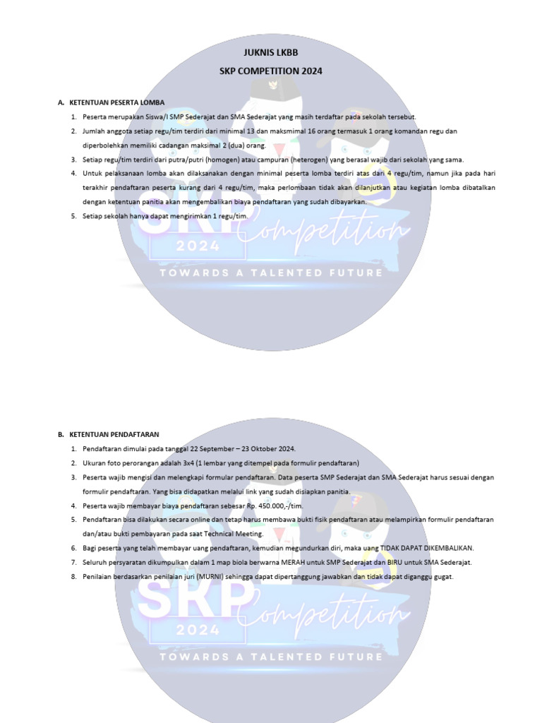 Juknis LKBB SKP Cup 2024 | PDF