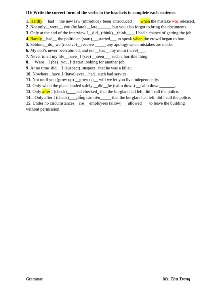 Practice Inversion | PDF