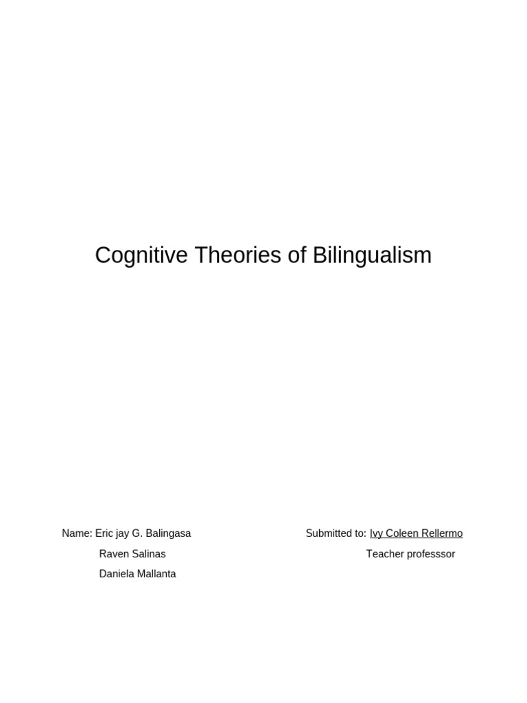 Cognitive Theories of Bilingualism Explained | PDF | Multilingualism ...