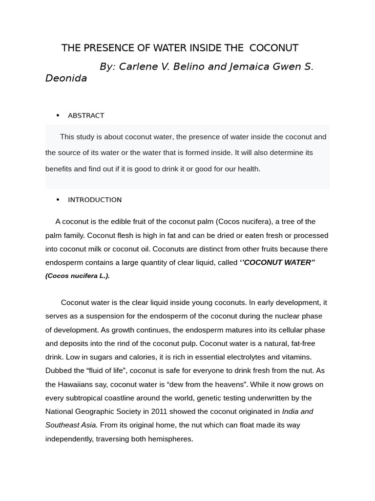 How Water Forms in Coconut Endosperm | PDF | Coconut | Magnesium