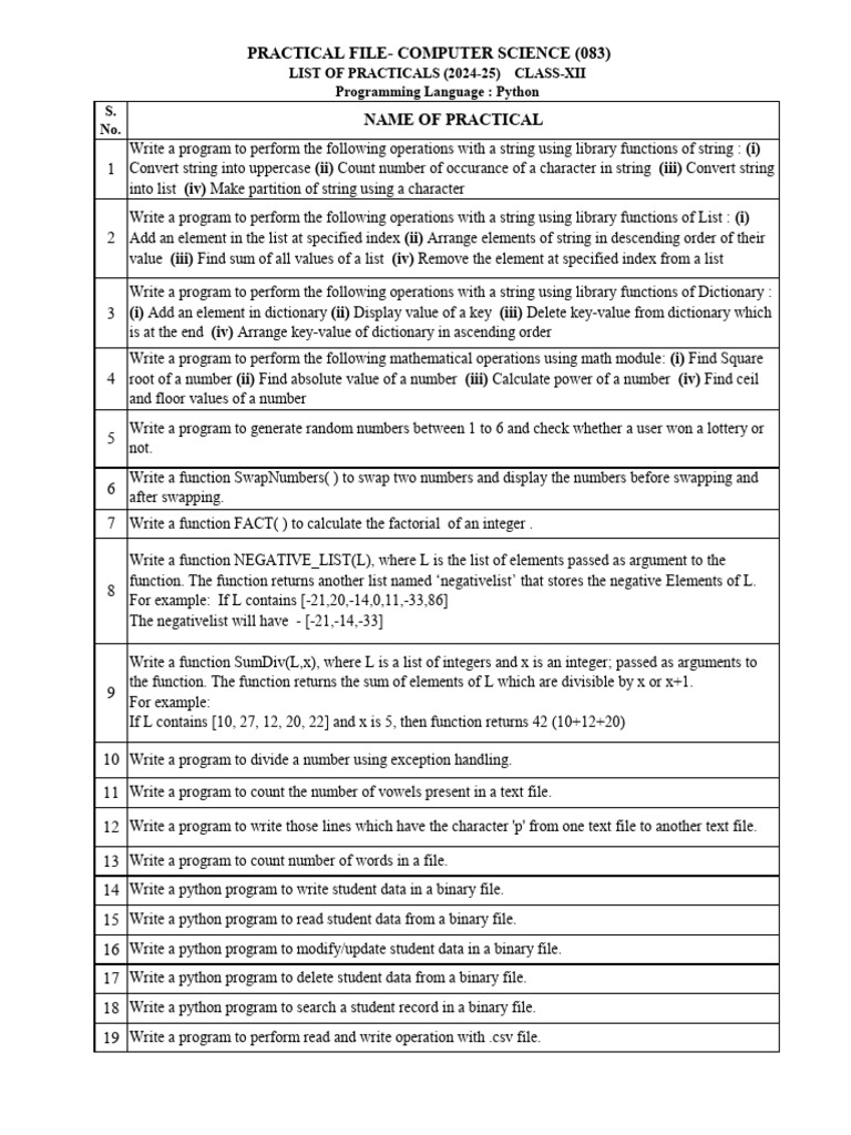 Python Programming Practical Tasks | PDF | Databases | Computer Program