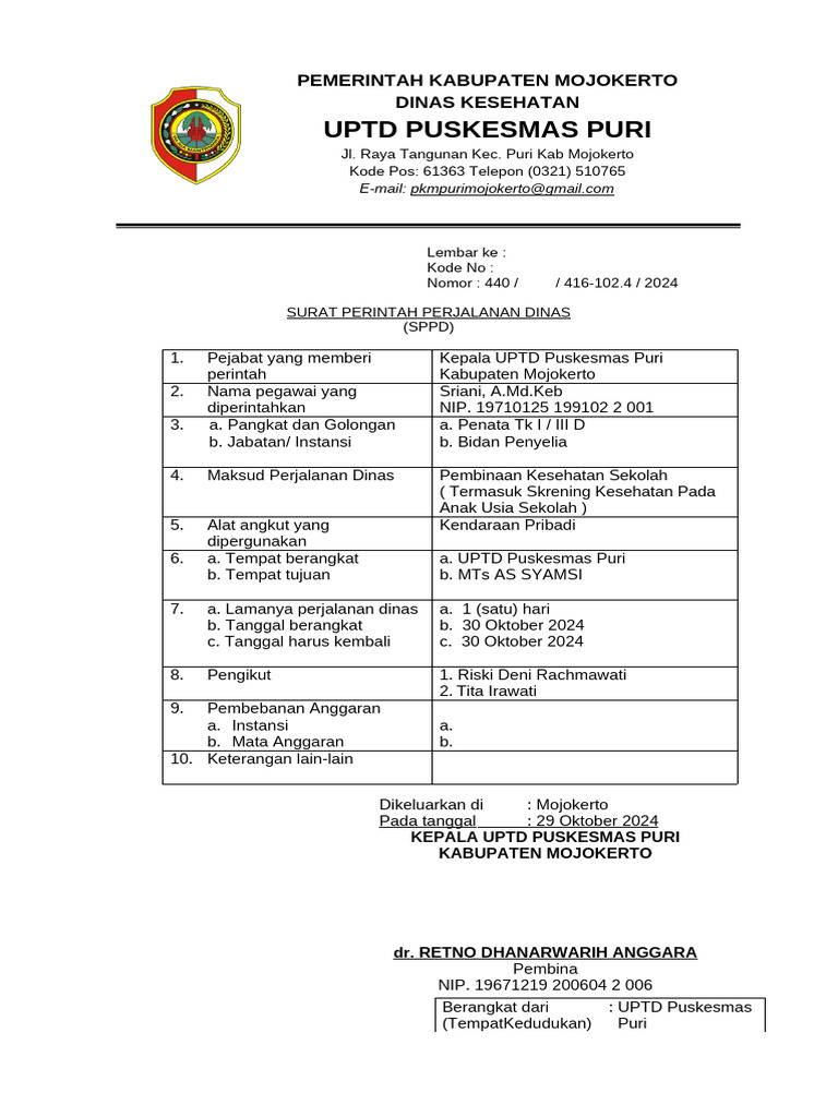 Surtug SPPD Skrening Mts As Syamsi 30 Okto | PDF