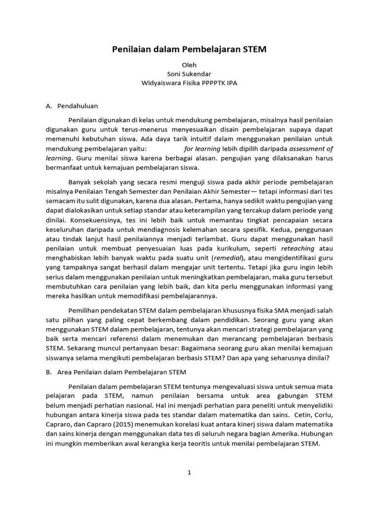 Penilaian Dalam Pembelajaran STEM | PDF