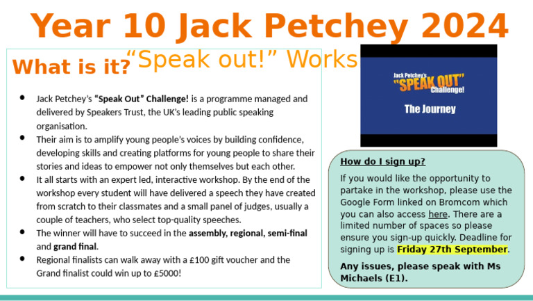 Jack Petchey Workshop Oct 2024 | PDF