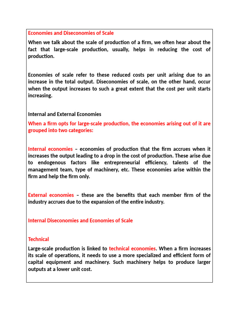 Economies and Diseconomies of Scale | PDF | Economies Of Scale ...