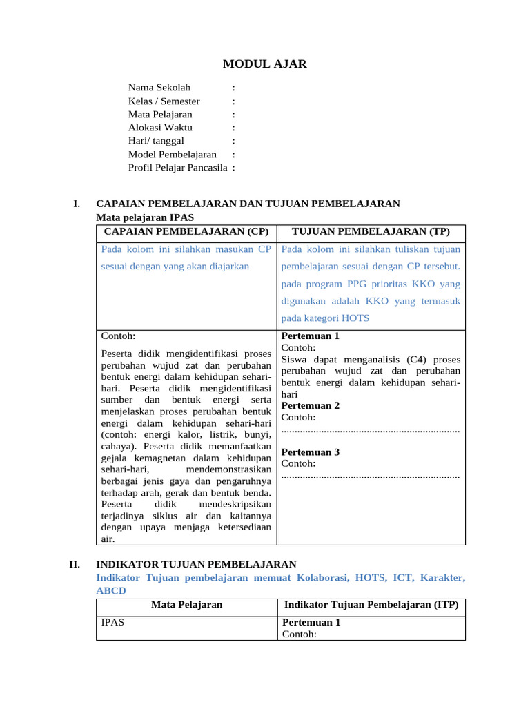 Format RPP, LKPD, Penilaian, Media, Dan Bahan Ajar - Kurikulum Merdeka-PPL PPG | PDF | Karier ...
