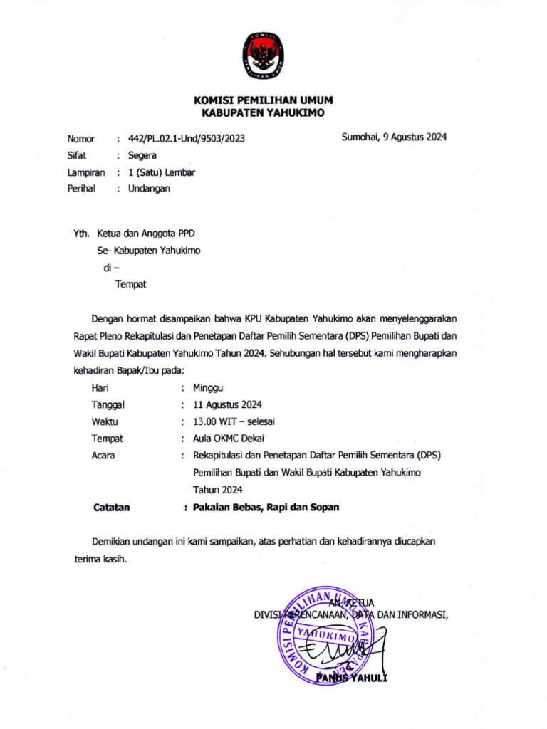 442 Undangan Pleno Dps PPD | PDF