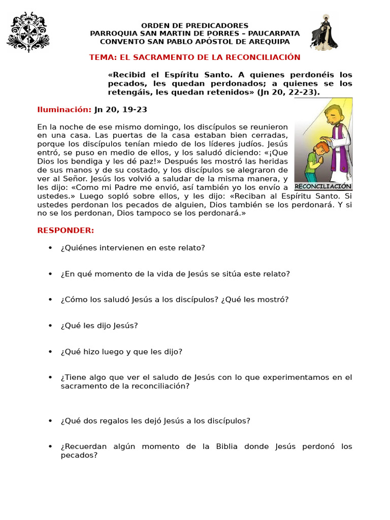 TEMA Sacramento de La Reconciliacion | PDF | Pecado | Jesús