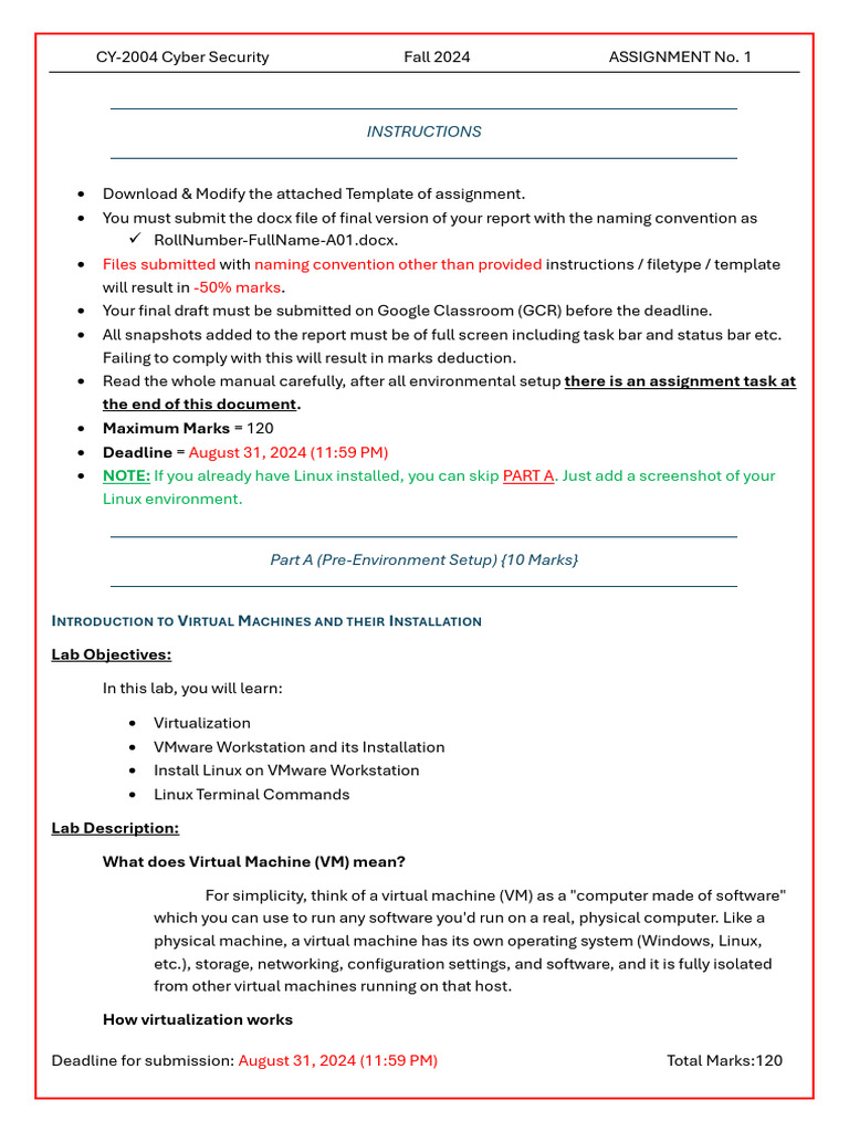 CY2004-CyberSec Assignment No. 1 | PDF | Virtualization | Computer File