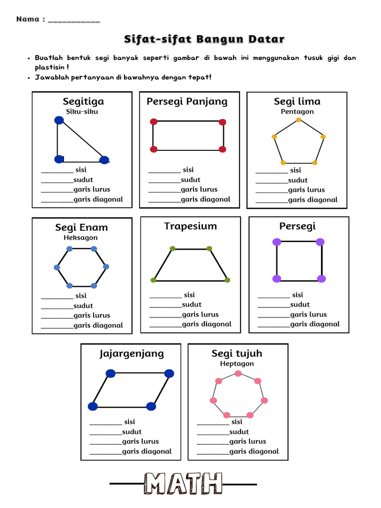 LKPD - Sifat-Sifat Bangun Datar-1 | PDF