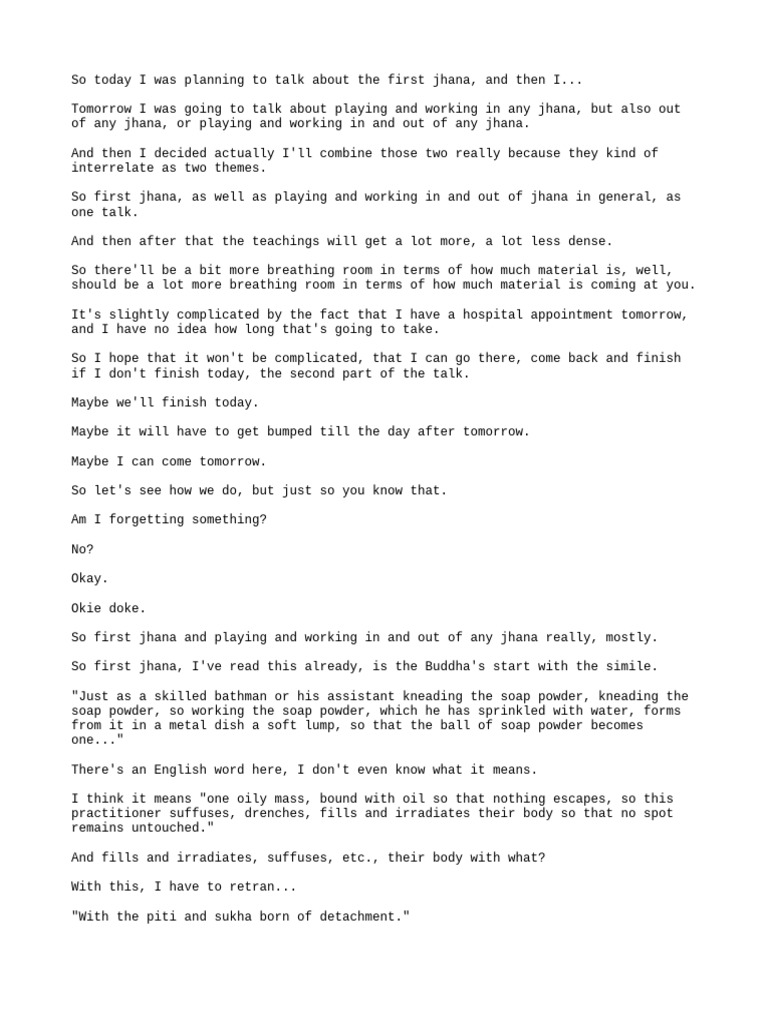 12 The First Jhana, and Playing and Working in (And Out Of) Any Jhana ...