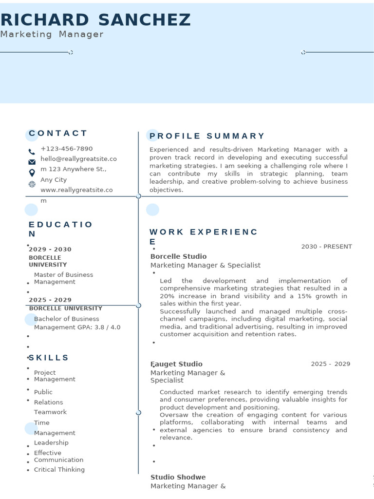 Blue Simple Professional CV Resume | PDF | Marketing | Marketing Strategy