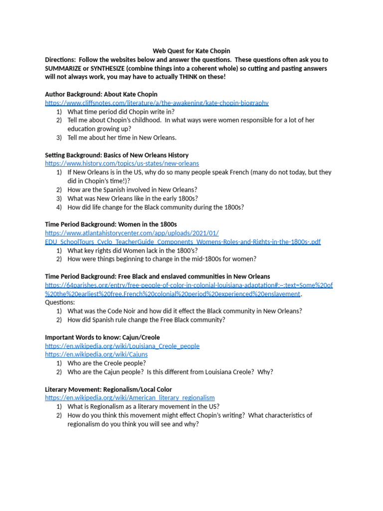 Exploring Kate Chopin's Literary Context | PDF