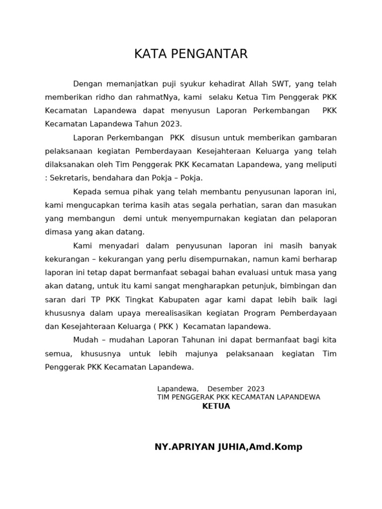 Kata Pengantar Laporan PKK | PDF | Bisnis