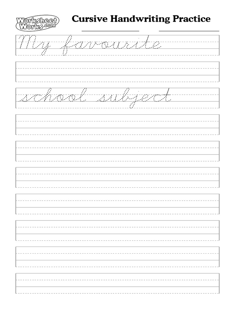 WorksheetWorks Cursive Handwriting Practice 1 | PDF