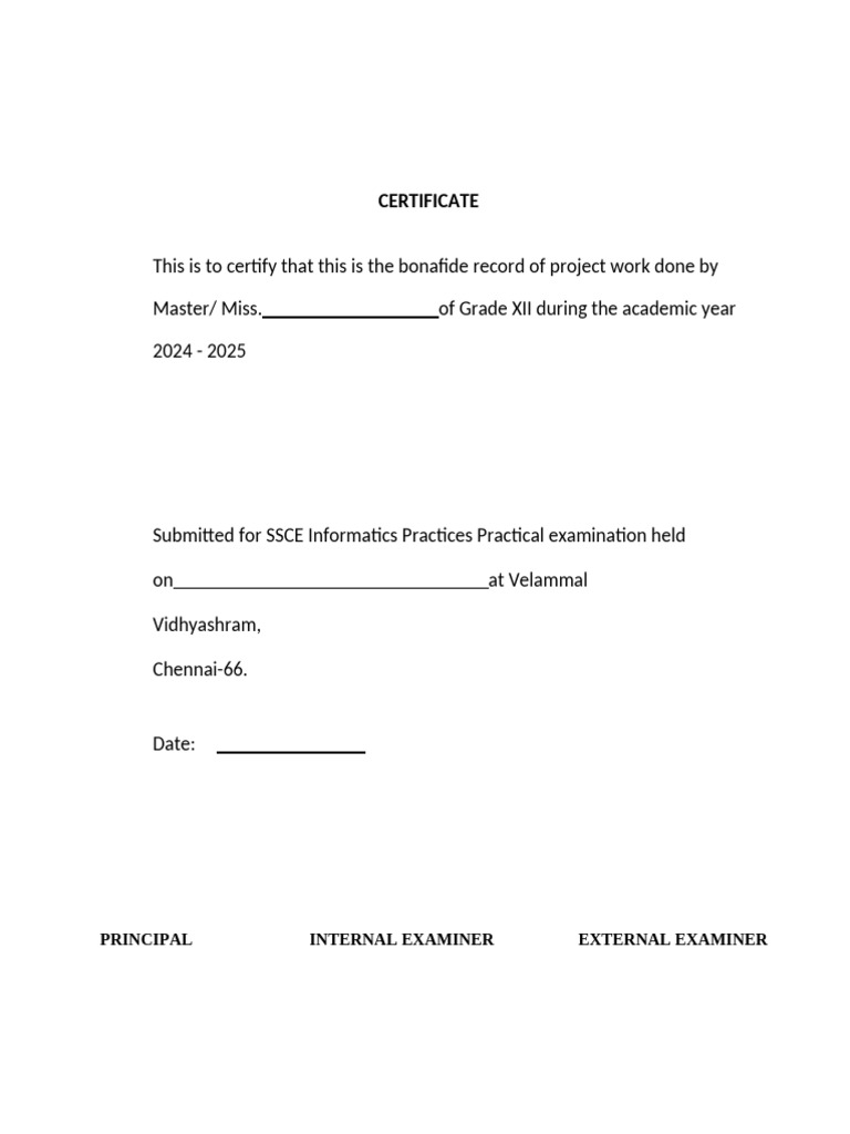 Project Bonafide Certificate.. | PDF