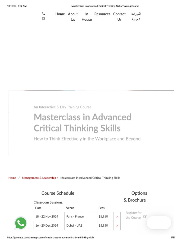 Advanced Critical Thinking Skills | PDF