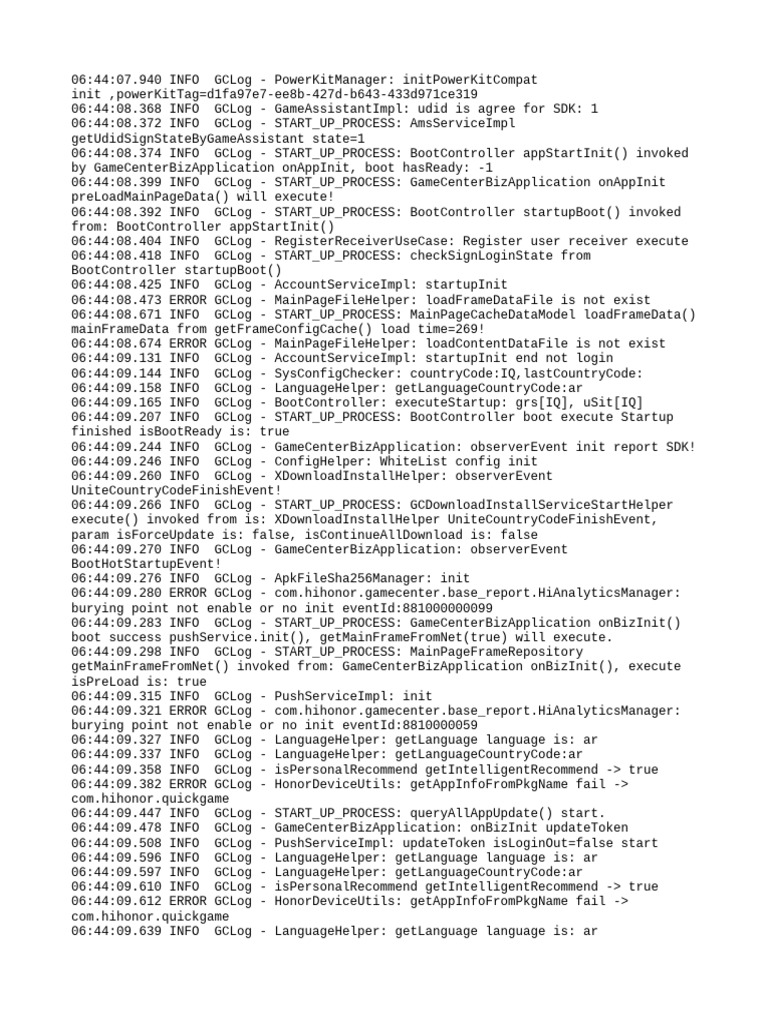 GameCenter Startup Log Analysis | PDF | Computing | Software