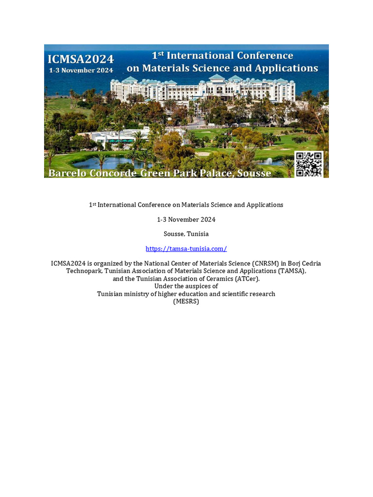 ICMSA2024: Materials Science Conference | PDF | Materials Science | Science