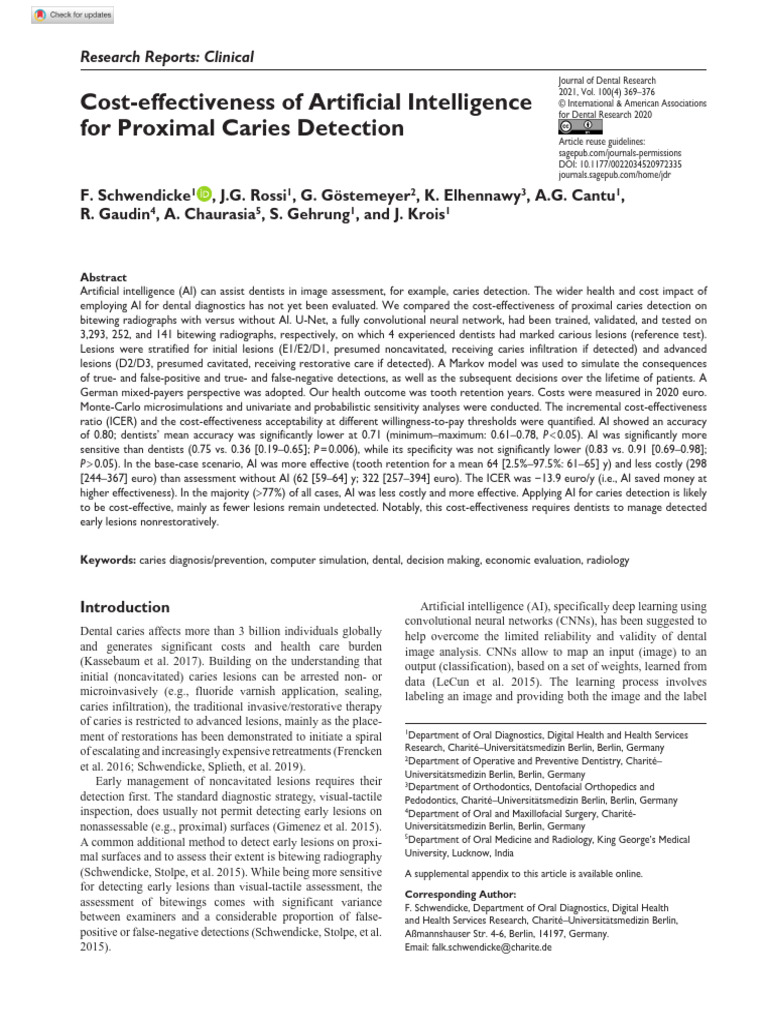 cost-effectiveness-of-artificial-intelligence-for-proximal-caries-detection | PDF | Artificial ...