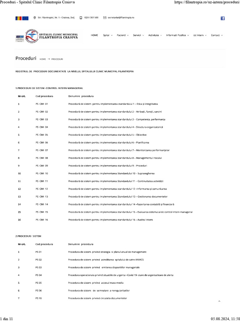 Model Nomenclator Proceduri | PDF