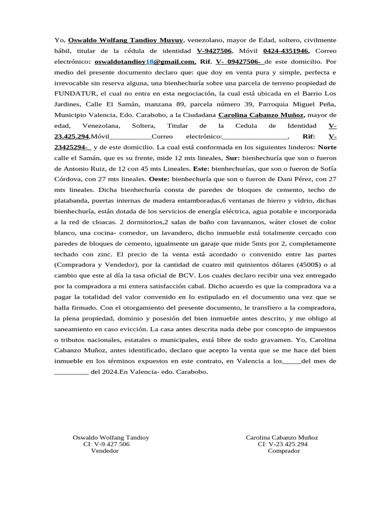 Documento de Compra-Venta | PDF