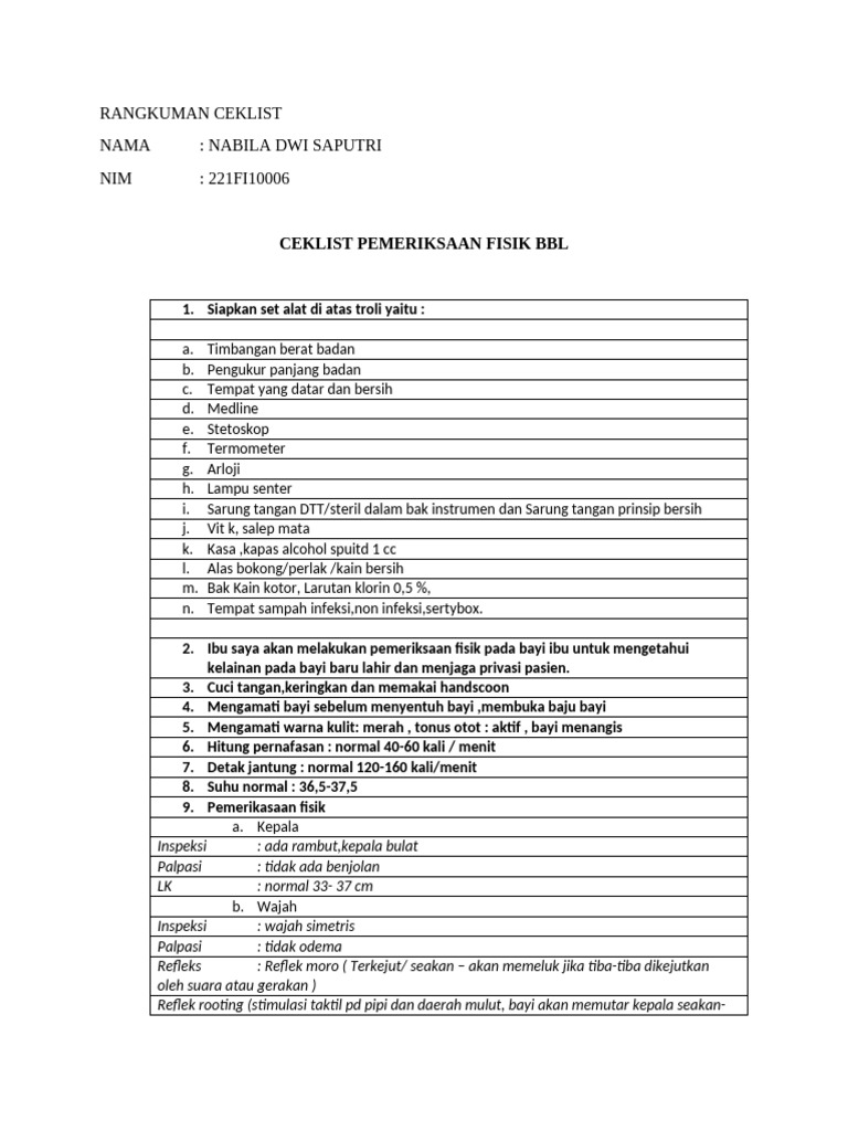 Rangkuman Ceklist | PDF