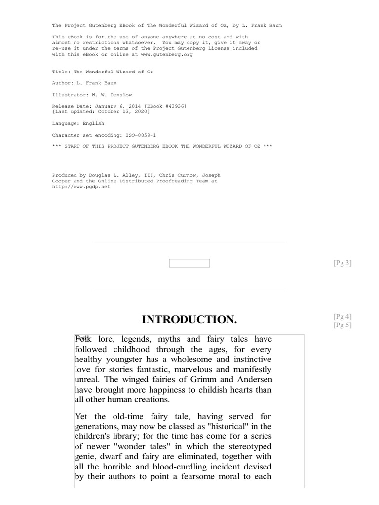 The Wonderful Wizard of Oz by L Frank Baum | PDF | The Wonderful Wizard Of Oz | Scarecrow (Oz)