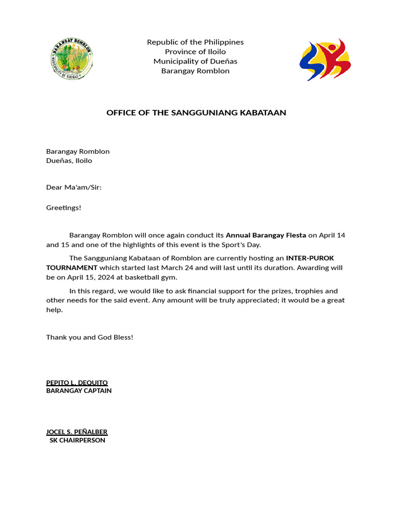 Solicitation Letter For Basketball | PDF