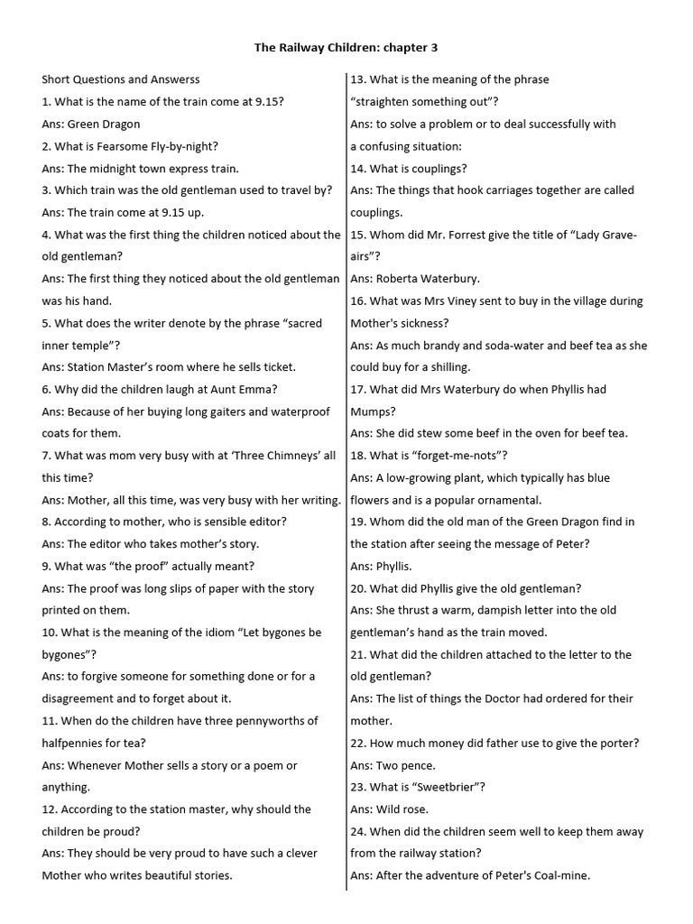 The Railway Children Chapter 3 | PDF