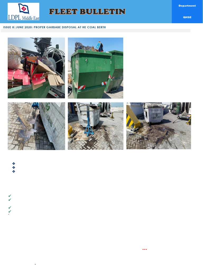 Issue 8-Fleet Bulletin - Proper Garbage Disposal at HE Coal Berth | PDF ...