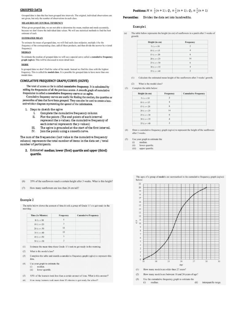 Grade 10 and 11 Statistics Day2 - 082442 | PDF