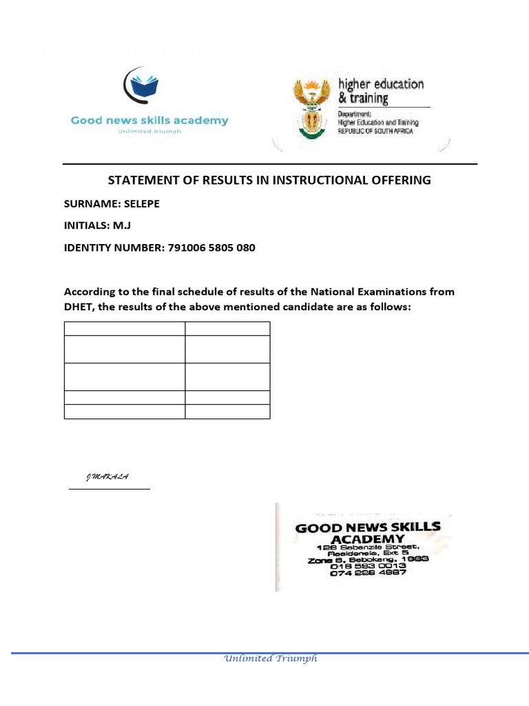 Selepe Engineering Statement of Results | PDF | Technology & Engineering