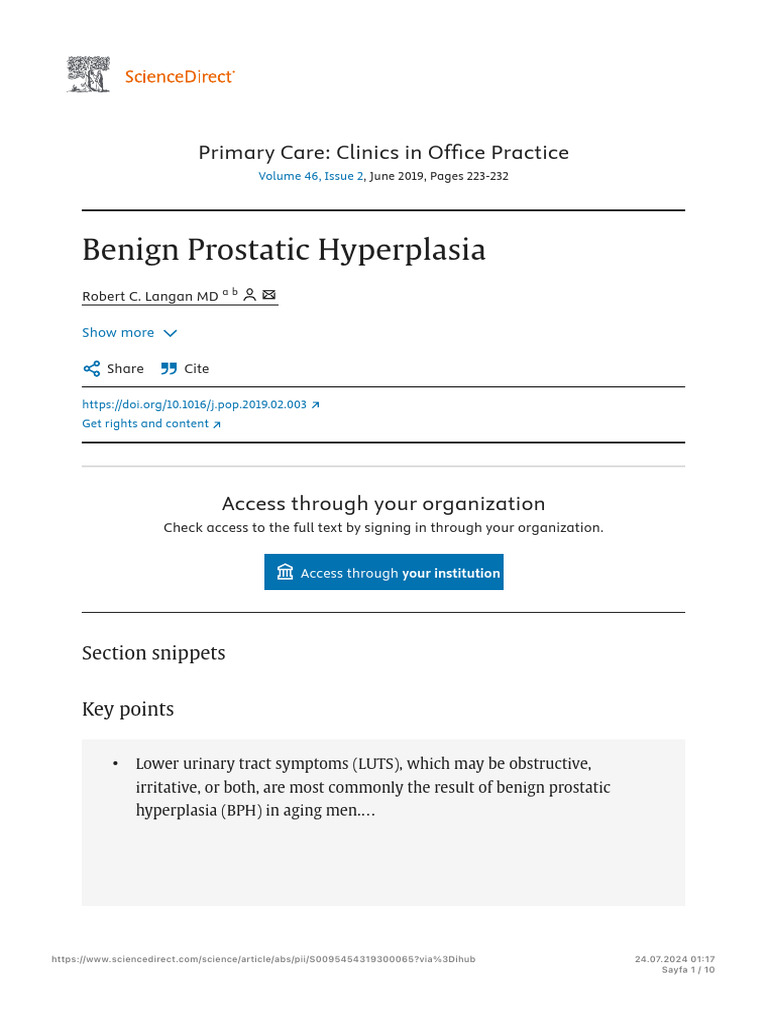 Benign Prostatic Hyperplasia | PDF | Medical Specialties | Clinical Medicine