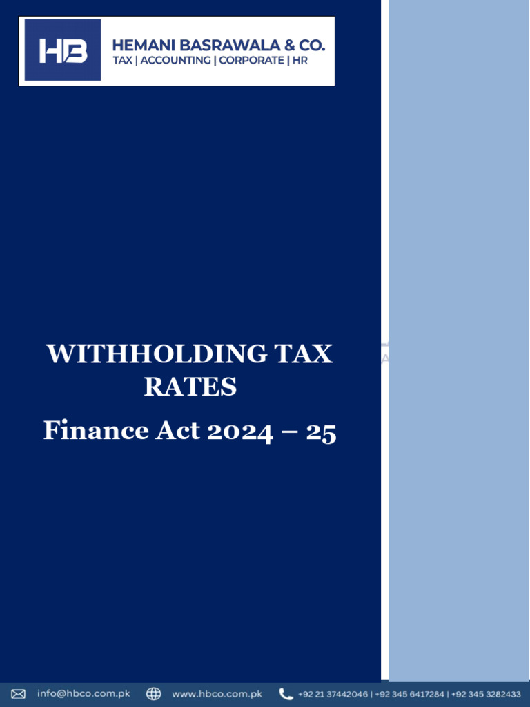 Withholding Tax Rate Card Finance Act 2024 1723542581 | PDF | Taxes ...