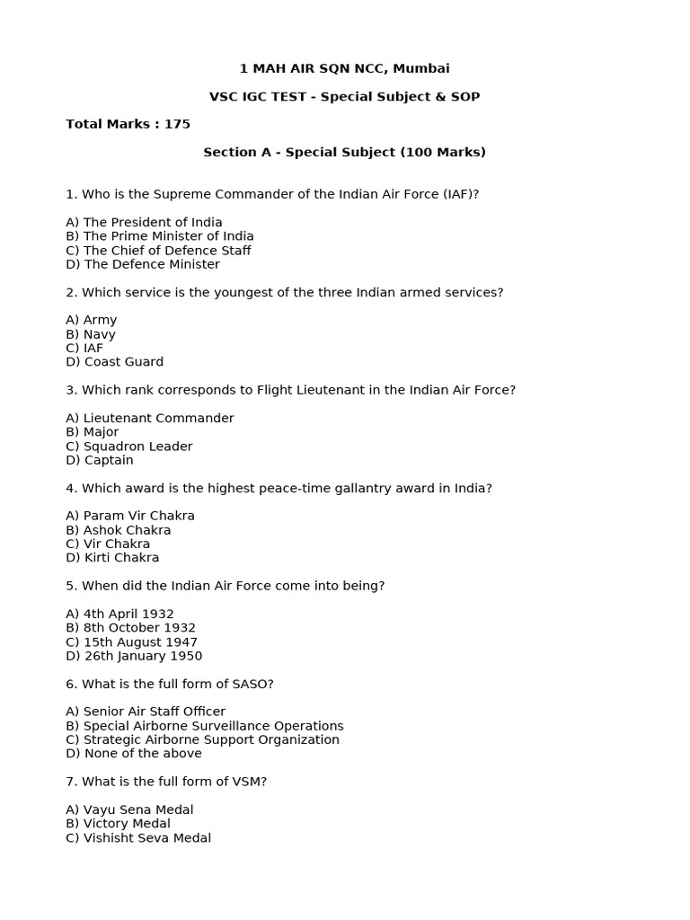 VSC IGC Test (Questions) | PDF | Airfoil | Visual Flight Rules