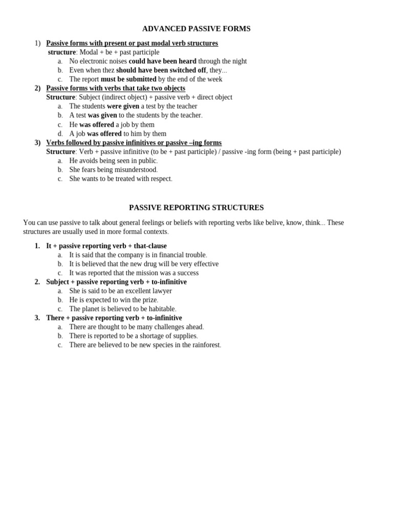 Advanced Passive Forms | PDF | Verb | Semantic Units