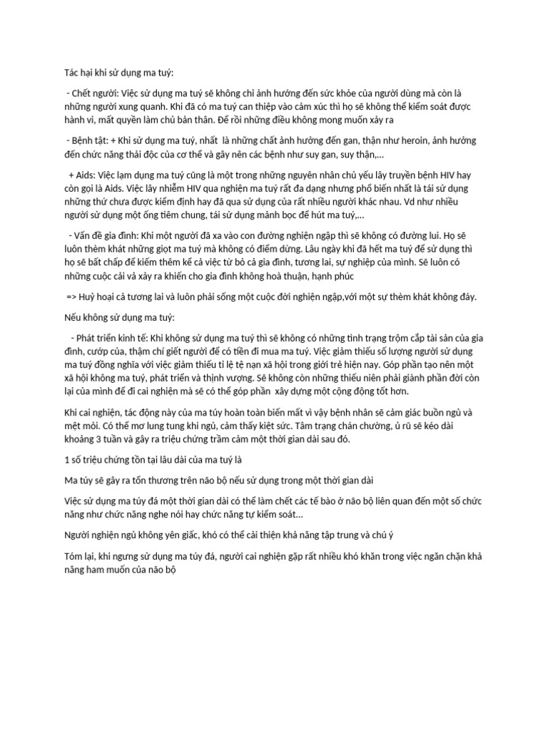 Tác H I Khi S D NG Ma Tuý | PDF