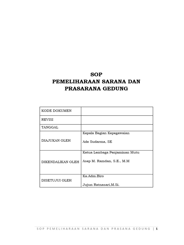 Contoh SOP Sarpras Panduan | PDF