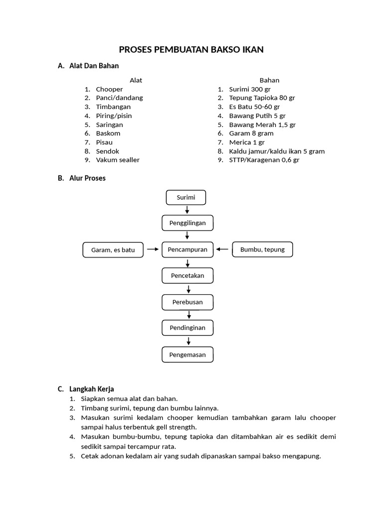 Proses Pembuatan Bakso Ikan | PDF