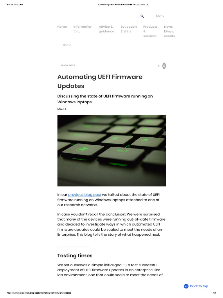 Automating UEFI Firmware Updates - NCSC - GOV.UK | PDF | Computer ... Automating UEFI Firmware Updates - NCSC - GOV.UK | PDF | Computer ...