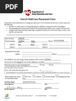 Child Care Placement Termination Form | PDF | Child Welfare | Family