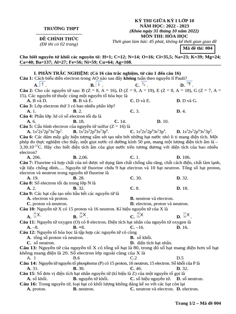 (2023) (10) (GK1) ĐỀ ÔN TẬP SỐ 3 | PDF