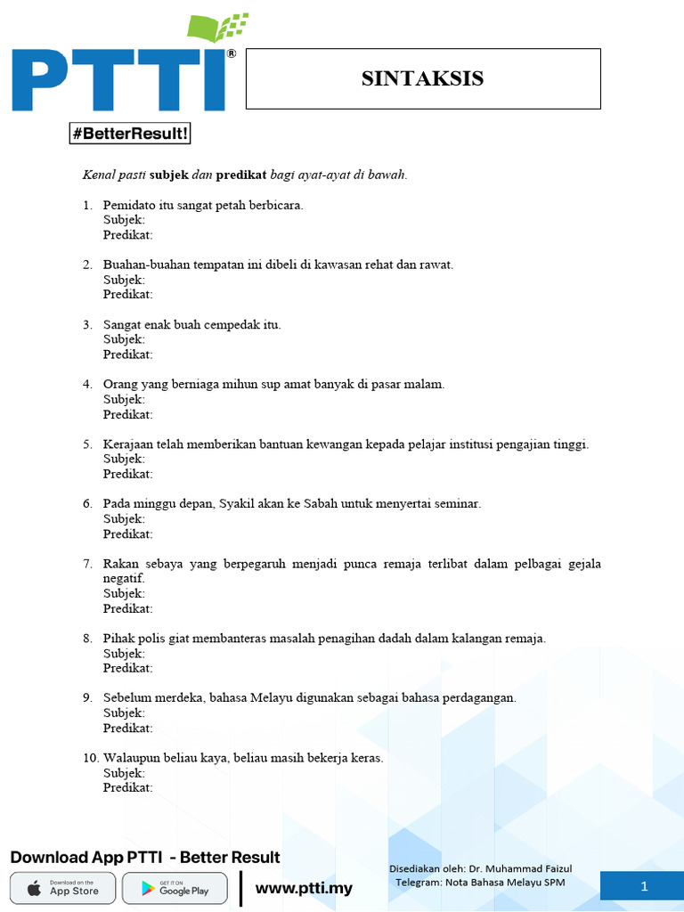 Latih Tubi Sintaksis | PDF