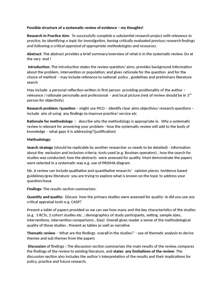Systematic Review Structure Guide | PDF | Systematic Review | Methodology