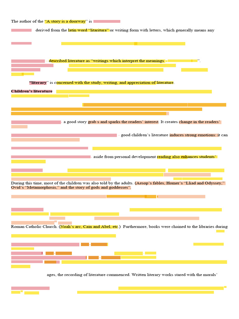 Children and Adolescent Literature - Edited | PDF | Narration | Plot ...