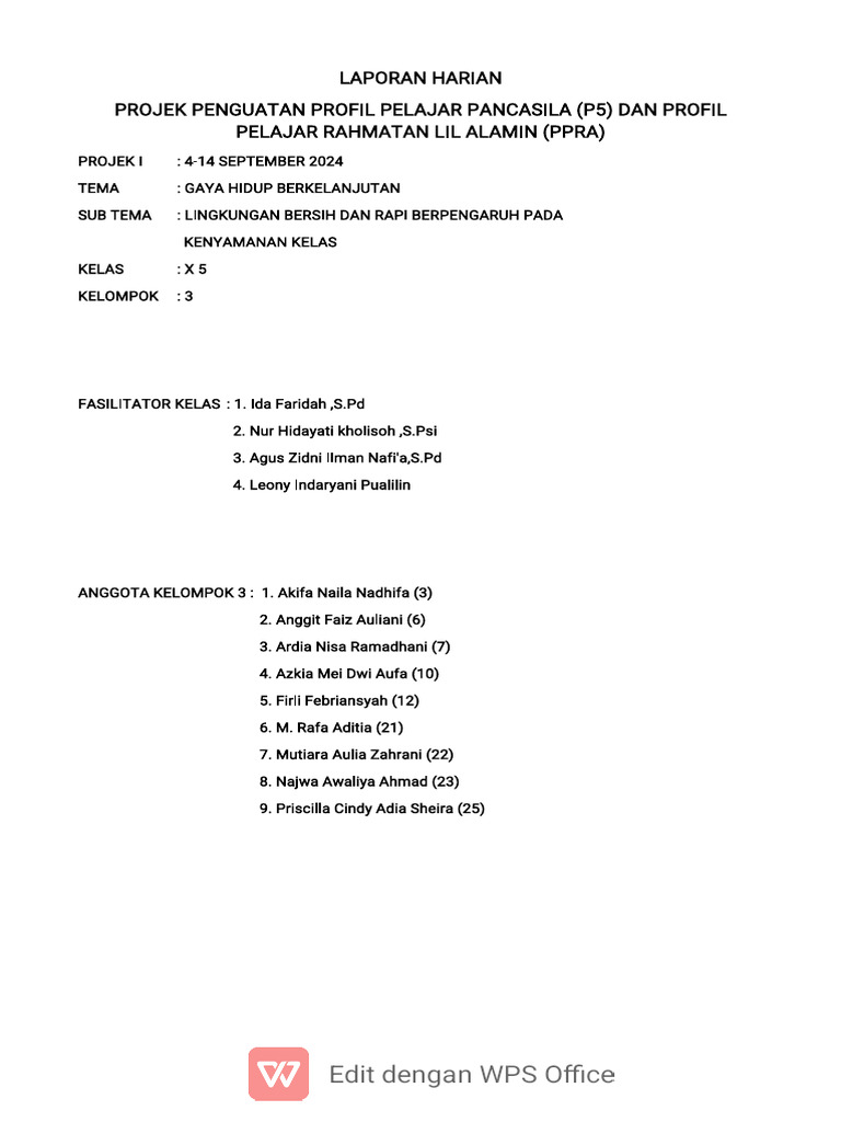 Laporan Harian Ke-5 Kel | PDF